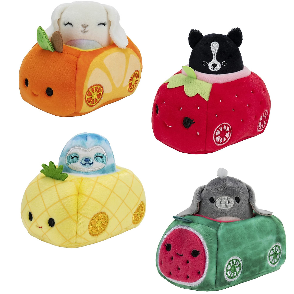 Squishville by Original Squishmallows - Four 2-Inch Squishmallows Plush and Bug-Mobiles Vehicles - Toys for Kids