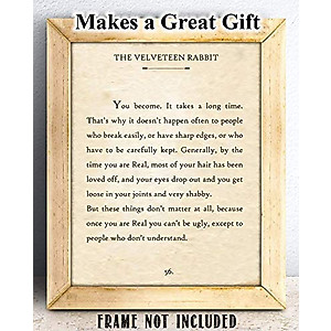 The Velveteen Rabbit - You Become - 11x14 Unframed Literary Art Book Quote Page Print - Great Inspirational Quote Gift Poster and Literature Decor for Nursery, Children's Room and Playroom Under $15
