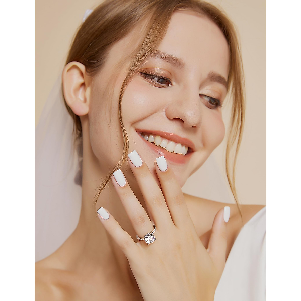 EAMTI 3.5CT 925 Sterling Silver Engagement Rings Cushion Cut Cubic Zirconia CZ Wedding Promise Rings for Her Stunning Wedding Bands for Women Size 6