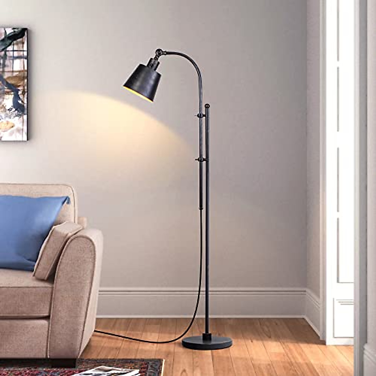 Industrial Floor Lamp, Black Standing Lamp Rustic Farmhouse Reading ...