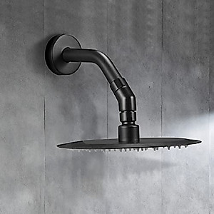 Solid Brass Shower Elbow Adapter for Shower Head, 45 Degree Hand Shower Elbow, Shower Arm Connection Elbow Shower Head Extender Connector Coupler G1/2 Female to Male, Matte Black