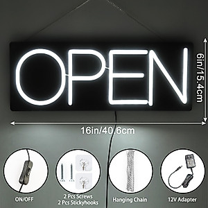 Open Signs for Business 12V/2A Ultra Bright LED Neon Open Sign 16 Inch Lighted Open Sign Electric Light Up Open Sign for Business Storefront Window Glass Door Retail Shop Store Bar Salon
