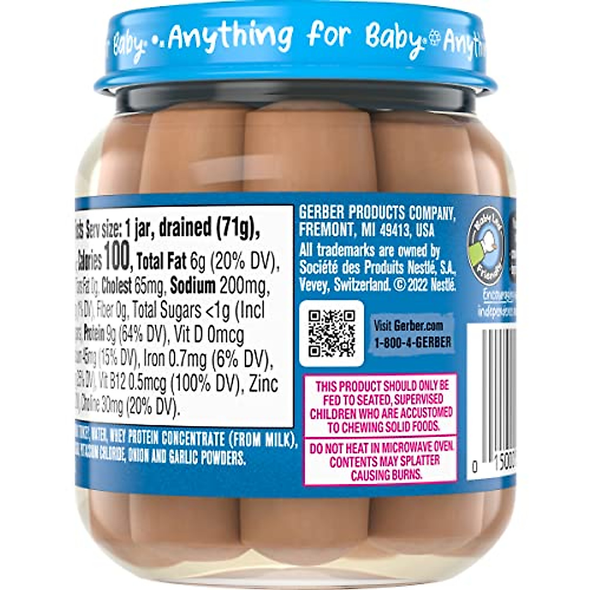 Gerber Mealtime for Baby Lil’ Stick, Turkey Sticks, Packed in Water, Baby Led Friendly, For Crawlers 10 Months & Up, 2.5-Ounce Glass Jar (Pack of 10 Jars)
