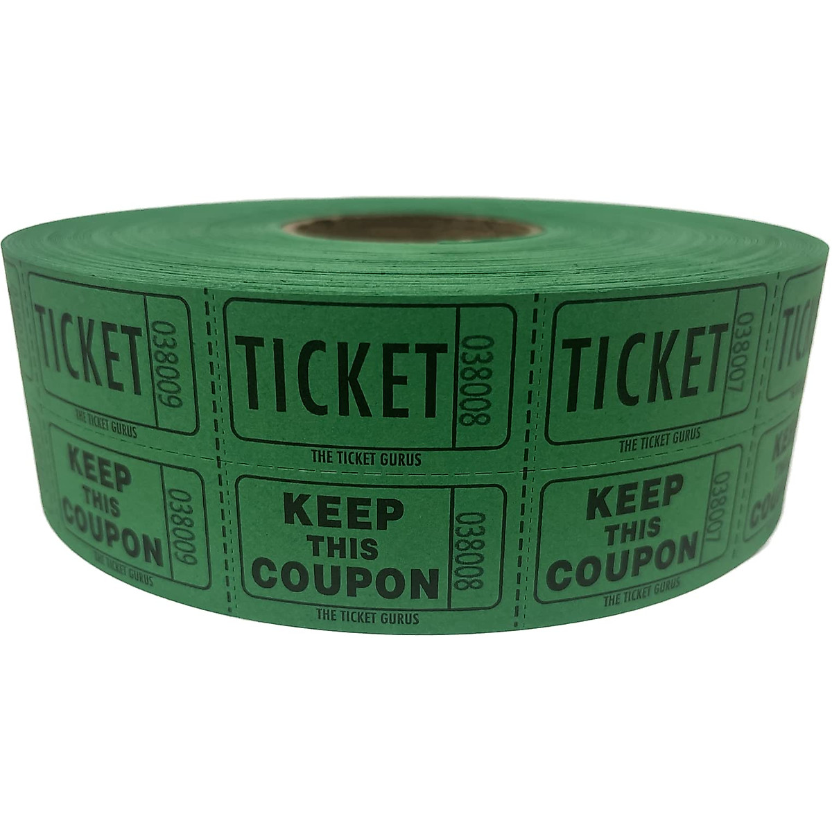 The Ticket Gurus - 4 Rolls of 2000 Double Tickets (Purple/Green/White/Yellow) - 8,000 Total 50/50 Raffle Tickets