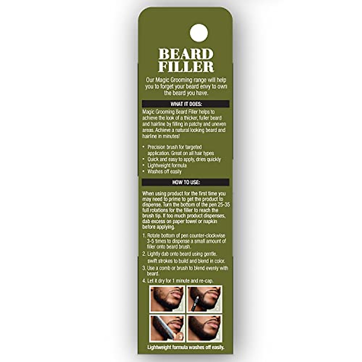 SoftSheen-Carson Magic Grooming Beard Filler Pencil Brush for Men, Waterproof, Fill in Patchy Beard & Cover Greys, Natural Black Shade, Black, 0.05 Fl Oz