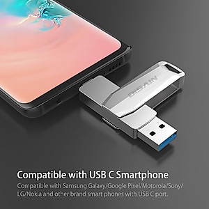 USB C Flash Drive DISAIN 32GB 2 in 1 OTG USB 3.1 to USB C Memory Stick Metal USB C Thumb Drive Compatible with MacBook Pro Air, Type C Smartphones, Tablets