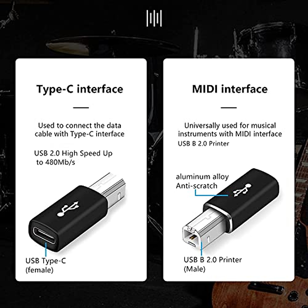 USB C to B Adapter,【3-Pack】 Tpenod Female USB C to MIDI Converter，Compatible with MIDI，Printers，Chromebook Pixel，Electric Piano,Synthesizers and Devices /laptops with Type-c Port., black