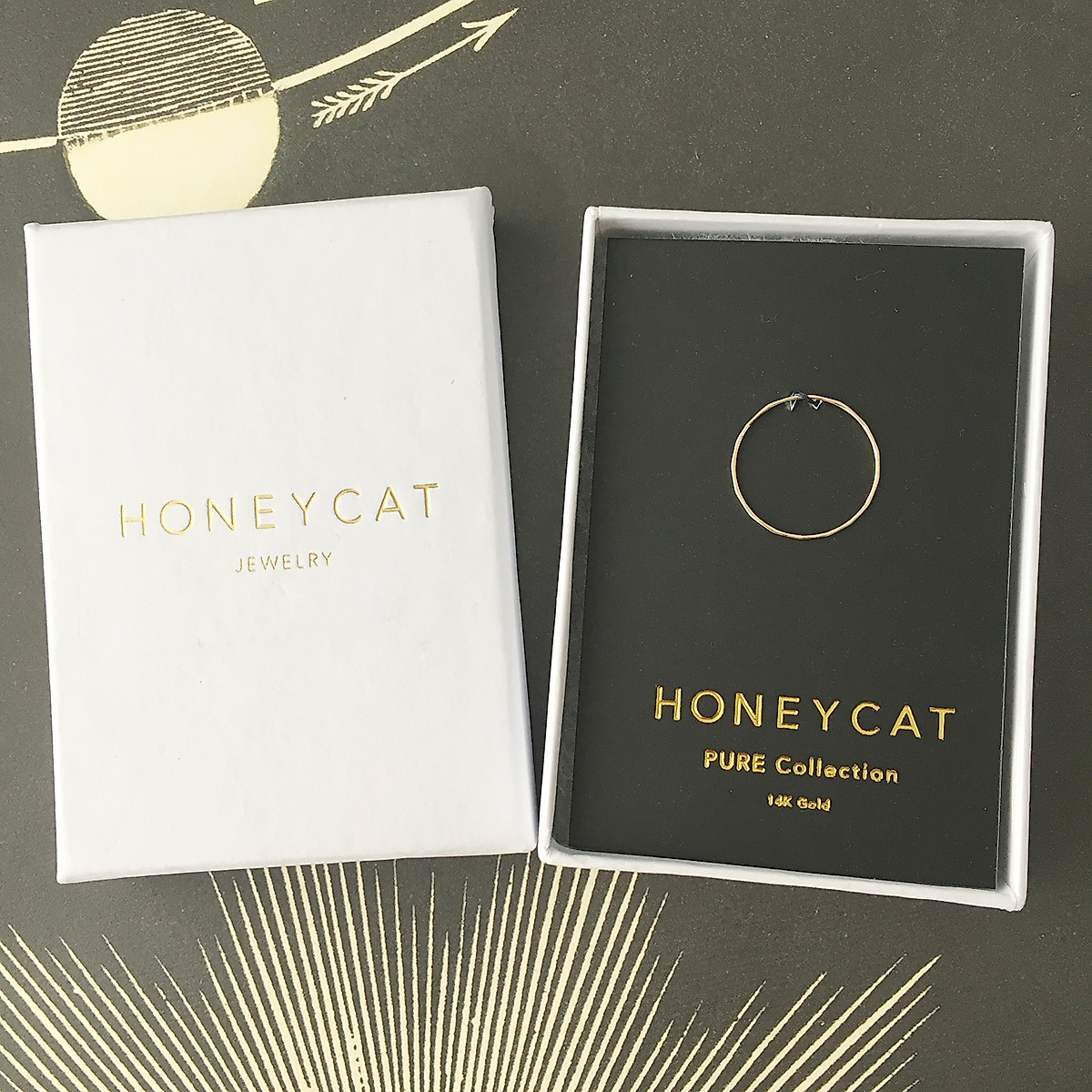 Honeycat Super Skinny Hammered Stacking Ring in Solid 14K Gold or 14k Rose Gold (Size 5-9) (Gold, 8)