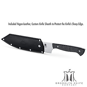 Brooklyn Knife Co. Chef Knife - Carbon Fiber Series - Japanese AUS-08 HC Super Steel - Sheath, 8-Inch