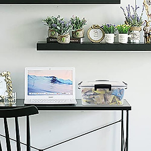 Sosody 12 Quart Clear Storage Latching Box, Plastic Latch Box with Lid, 6-Pack