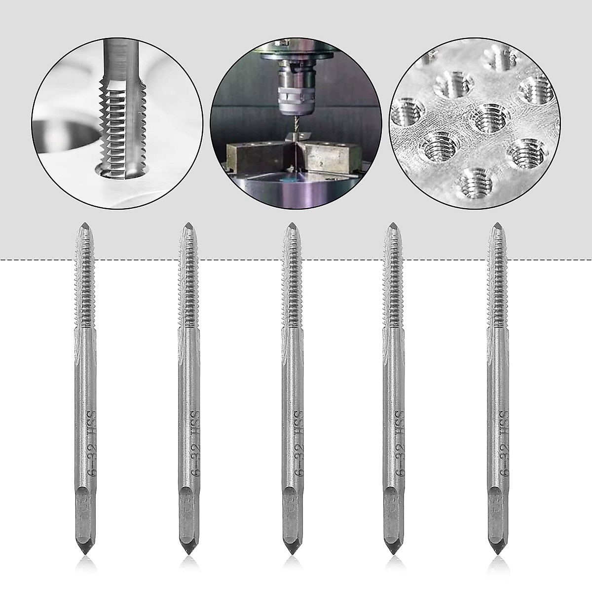 6-32 UNC Machine Tap Thread Pitch 2B Class 3 Flutes High Speed Steel (5pcs)