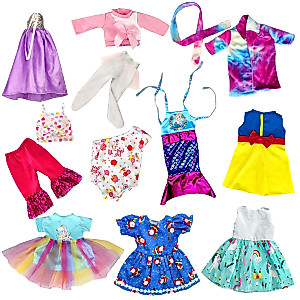 WONDOLL 18-inch Doll Clothes and Accessories - 10 Sets Compatible with 18-inch-Dolls Outfits Christmas Birthday Gift for Little Girls