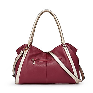 Leather Handbags for Women, Genuine Leather Large Capacity Ladies Top-handle Bags with Adjustable Shoulder Strap Womens Designer Crossbody Zipper Bags Women's Real Leather Messenger Satchel (Red)