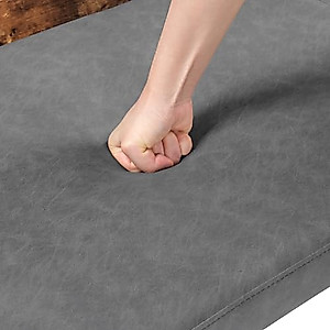 HOOBRO Queen Size Headboard, Wall Mount Hanging Headboard with 4 USB Ports and LED Light, PU Upholstery, Open Storage Shelf, for Bedroom, Bar, Dining or Entryway, Rustic Brown and Gray