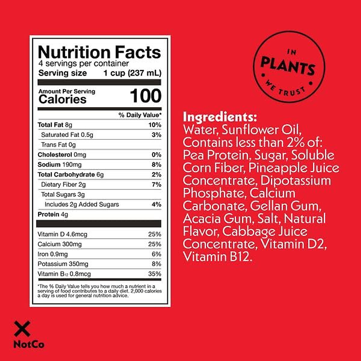 NotMilk Whole Plant-Based Milk, Shelf-Stable, Lactose-free, Vegan, Non-GMO 32 FL Oz, 6-PACK