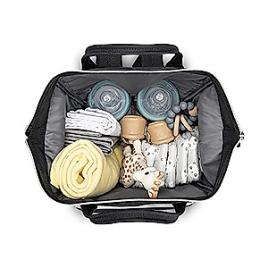 Bananafish Diaper Bag - Multi-Function Design Nappy Bag for Baby Care or Travel - Carry or Wear as Backpack - Large Capacity in Trendy, Stylish Design, Black/Grey, one Size