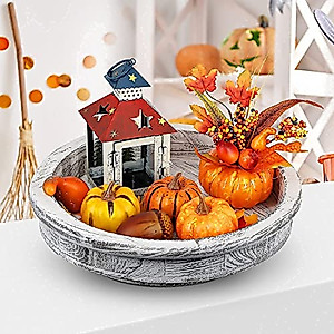 PUERSI Farmhouse Wooden Napkin Holder and Lazy Susan Turntable , Perfect for Table Centerpiece, Rustic Kitchen Decor for Counter