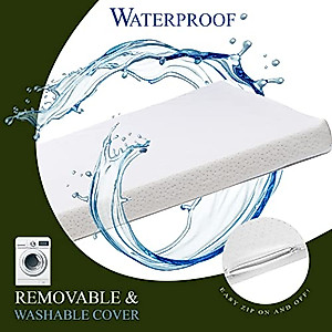 Organic Cotton Crib Topper | CertiPUR-US Ventilated 2-Inch Memory Foam Mattress Pad for Standard Baby Crib Toddler Bed w/Washable Waterproof Cover, Soft Padding, Nonslip Bottom, Travel Strap | 52x27