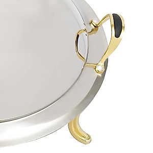 Gagalayong Stainless Steel Chafing Dish, Luxury gold-plated Round Food Warming Tray Non-stick Coating with Food & Water Pan, Lid, Frame, Fuel Holder for Parties, Dinners and Catering