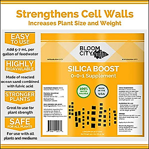 Liquid Silica Boost Fertilizer and Supplement by Bloom City, Quart (32 oz) Concentrated Makes 180 Gallons