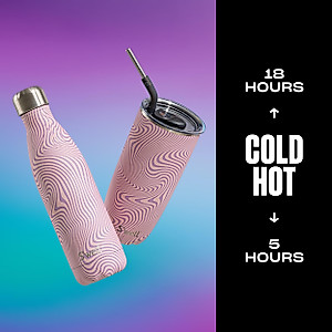 S'well Stainless Steel Tumbler with Straw and Slide-Open Lid, 24oz, Lavender Swirl, Triple Layered Vacuum Insulated Containers Keeps Drinks Cold for 18 Hours and Hot for 5, BPA Free