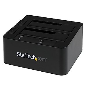 StarTech.com Dual-Bay USB 3.0 / eSATA to SATA Hard Drive Docking Station, External 2.5/3.5" SATA I/II/III, SSD/HDD Docking Station, Hot-Swap Hard Drive Bays, Top-Loading (SDOCK2U33EB),Black
