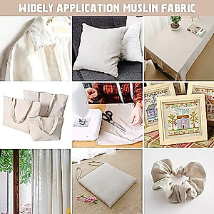 Muslin Fabric Medium Weight 100% Cotton Muslin Linen Fabric 63 inch x 5 Yards Textile Unbleached Natural Muslin Cotton Roll Fabric by Yard for Quilting Sewing DIY Apparel Cloth