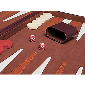 21-inch Backgammon Set - Brown Board and Playing Surface - White and Light Brown Points