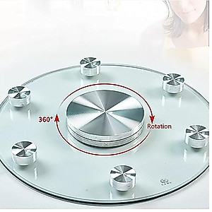 BPILOT Transparent Glass Lazy Susan Turntable Round Table Top, Thicken Double Layer Centerpiece Large Serving Plate Tray With Swivel Assist System For Coffee Table, Restaurant Table (Color : Clear,