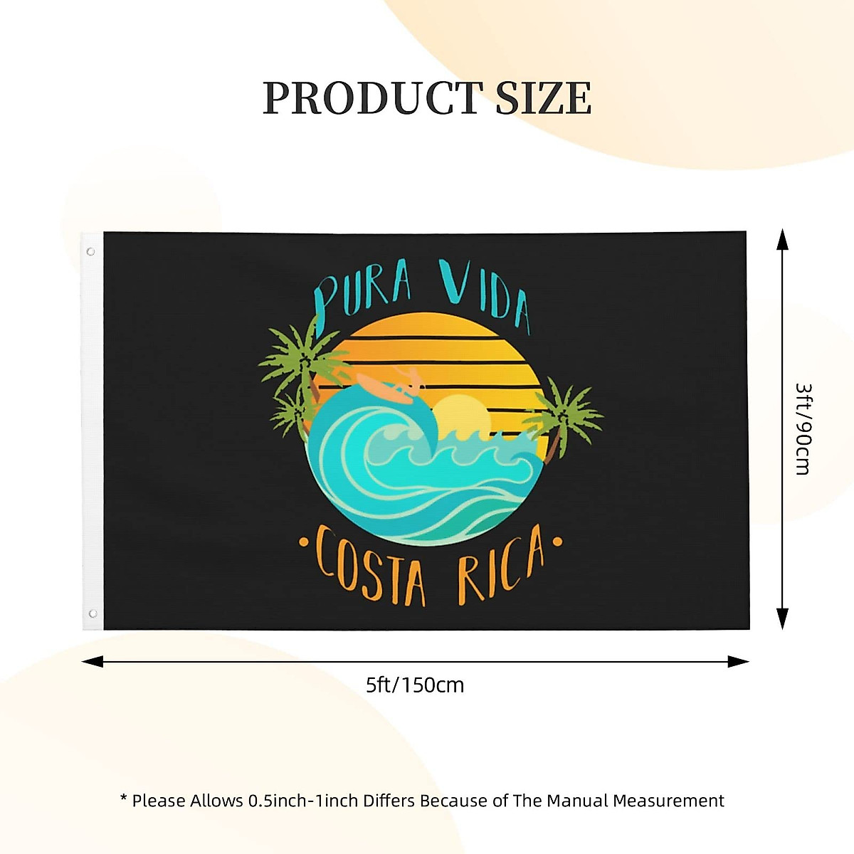 Pura Vida Costa Rica Double Sided Banner 3x5FT Banner Breeze Flag Decorative Flag Garden Flag