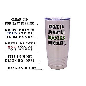 Rogue River Tactical Funny Soccer PLayer 20 Oz. Travel Tumbler Mug Cup w/Lid Education Important Gift Idea