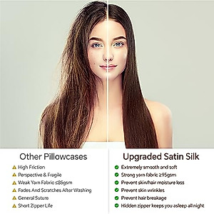 BEDELITE Satin Pillowcase for Hair and Skin, Upgraded Satin Pillow Cases Standard Size with Hidden Zipper 20x26 Inches, Ultra Smooth and Soft Cooling Pillow Cases for Hot Sleepers(White, 1 Pack)