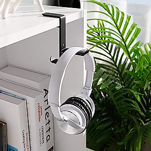 N / A Headphone Stand Headset Hanger Hook Mount Bracket, Adjustable Desk Gaming Headphone Holder, PC Gaming Headset Display, Universal Mic Cable Keys Clamp Hook Compatible with Tables, Book Shelfs