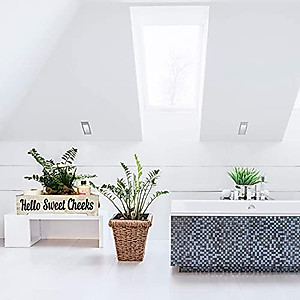 Funny Bathroom Decor Box - Toilet Paper Holder, Toilet Tank Topper, Bathroom Box for Toilet- Farmhouse Bathroom Box Organizer - Double Sided Prints Bathroom Decoration (Rustic White)