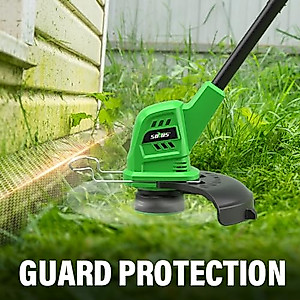 SOYUS Weed Wacker Battery Powered 10 Inch, String Trimmer Cordless with 2 Pcs 2.0Ah Batteries, Lightweight Edger Trimmer with 8 Pcs Replace Spool Trimmer Lines