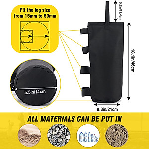 6-Pack Black Canopy Sandbags Weight Bags, Outdoor Pop Up Canopy Tent Gazebo Weight Sand Bag Anchor Kit, Sand Bags Without Sand