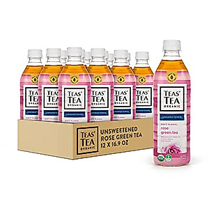 Teas' Tea Unsweetened Rose Green Tea 16.9 Ounce (Pack of 12) Organic, Sugar Free, 0 Calories