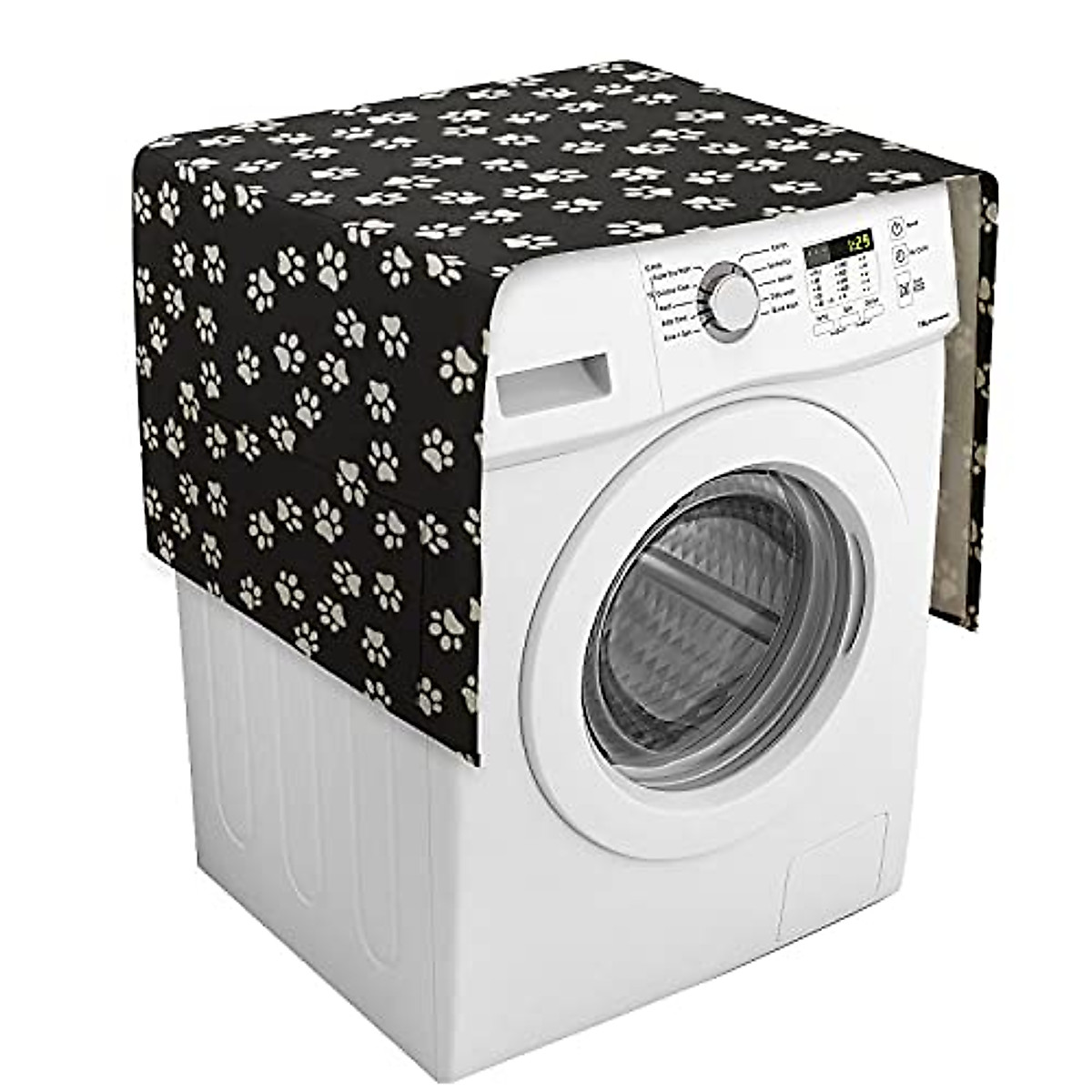 Animal Paw Print Washing Machine Dryer Top Cover Refrigerator Fridge Dust-Proof Cover with Storage Pockets Bags Sunscreen Cover Kitchen Christmas Decor