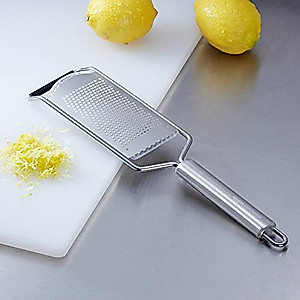 AmazonCommercial Stainless Steel Fine Grater & Zester, Wide Blade, Black