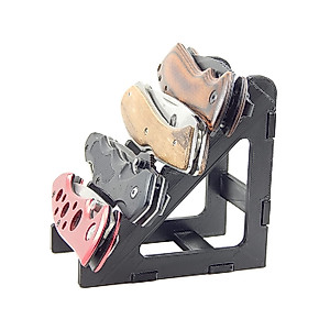 Black Knife Display Stand Rack Holder Organizer For 4 Pocket Knives - Holds Four Folded Blades - Sits On Flat Surface