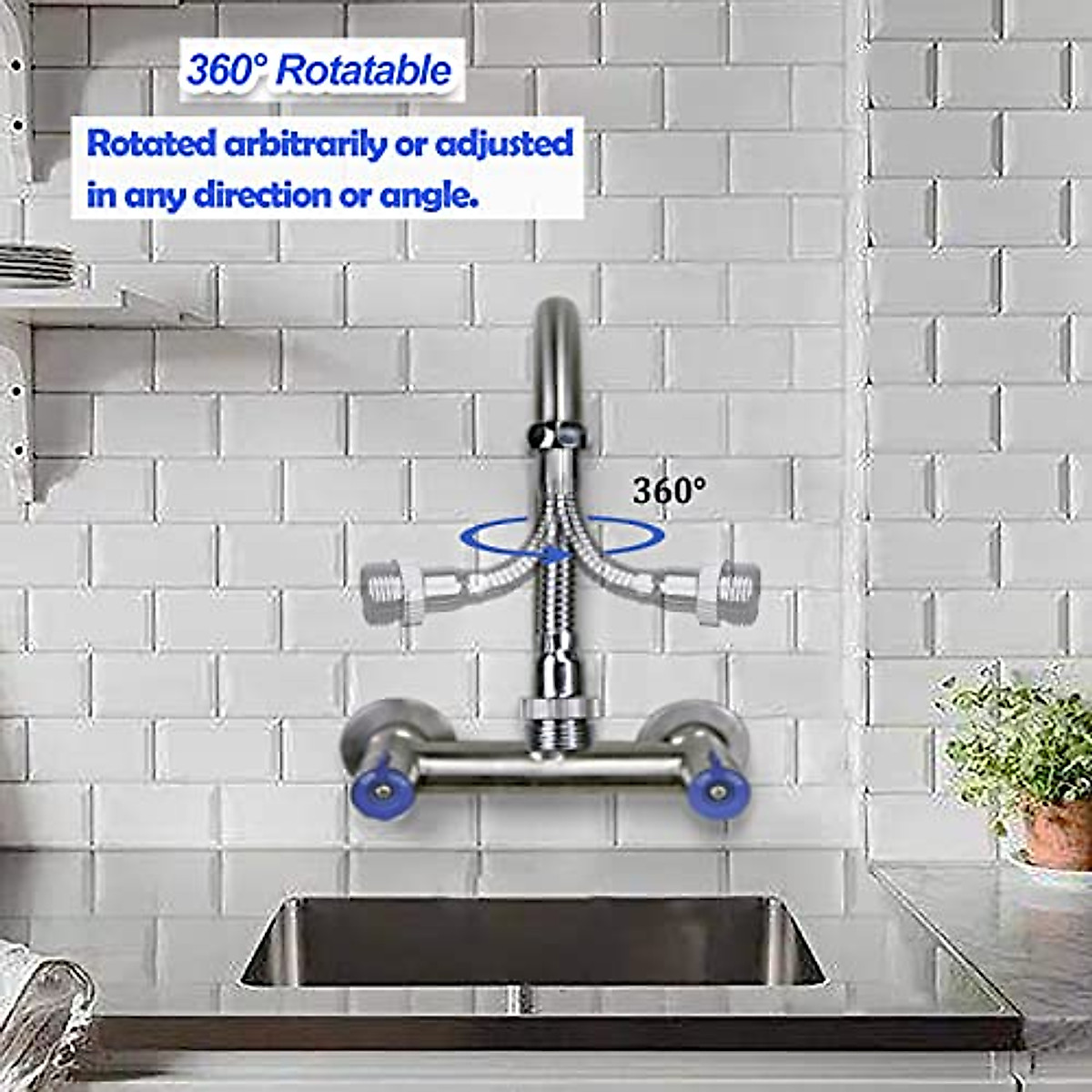 Faucet Extender Garden Hose Adapter Hose Protector, Flexible Kitchen Sink Faucet Adapter to Garden Hose for Male 3/4 Inch & 55/64 Inch to 3/4 Inch GHT