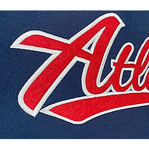 DELUSPTOMAY Mens Atlanta Baseball Team Big Embroidery Hooded Sweatshirt Pullover Casual Hoodie - Navy XL