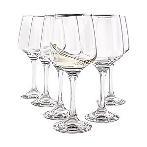 Vikko 9.5 Ounce Wine Glasses | Beautifully Shaped – Thick and Durable Construction – For Parties, Entertaining, and Everyday Use – Dishwasher Safe – Set of 6 Clear Glass Wine Glasses – 2.4” Diameter x