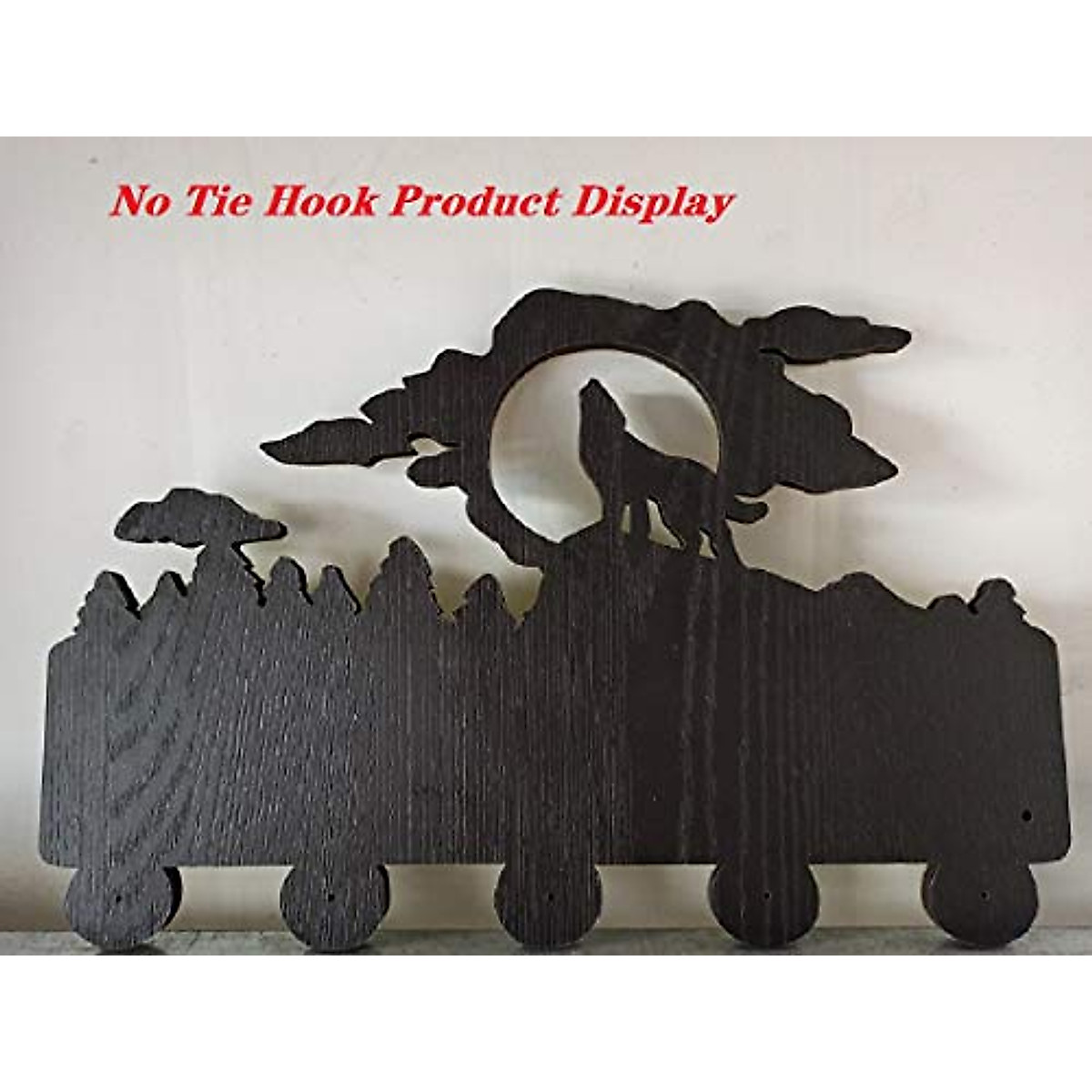 Howling Wolf Key Hook-Wildlife Animal Wall Hooks,Wall Door Clothes Coat Hat Hanger Key Holder with 5 Metal Hooks Strong Adhesive Sticker Wood Hook, Wildlife Animal Home Décor.(W1)