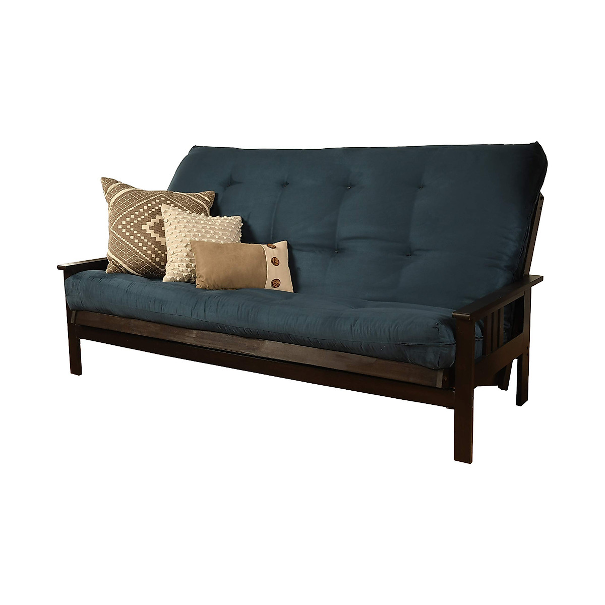 Kodiak Furniture Monterey Futon Set in Espresso Finish, Suede Navy