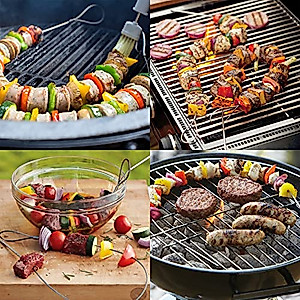 QQPOLE 29Inch Flexible BBQ Skewers for Grilling, Stainless Steel Easy Flip Barbecue Skewers 29" Set of 8 Pack Reusable Kabob Skewers