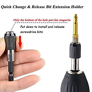 Mesee 3 Pieces Magnetic Extension Chuck Adapter with 1/4 Inch Hex Shank Quick Release Bar Socket Screwdriver Bit Holder Kit for Screws Nuts, 60mm Length