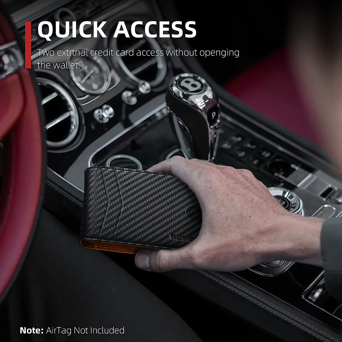 RUNBOX Airtag Wallet Men, Slim but Spacious Wallet for Men with Airtag Holder, Leather Credit Card Case Wallet, Bifold Wallet for Air Tag GPS Tracker, RFID Protected