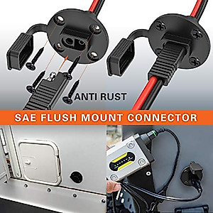 Kohree SAE Power Socket Sidewall Port Connector, 2 Pin SAE Quick Connect Solar Panel Flush Mount Connector Plug Cable Weatherproof 12AWG 13.2" w/ 8 Screws for Solar Generator Battery Charger, 2 Pcs