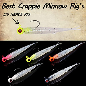 Crappie-Baits- Plastics-Jig-Heads-Kit-Minnow-Fishing-Lures-for Crappie-Panfish-Bluegill-40-Piece Kit - 30 Bodies- 20 Crappie Jig Heads